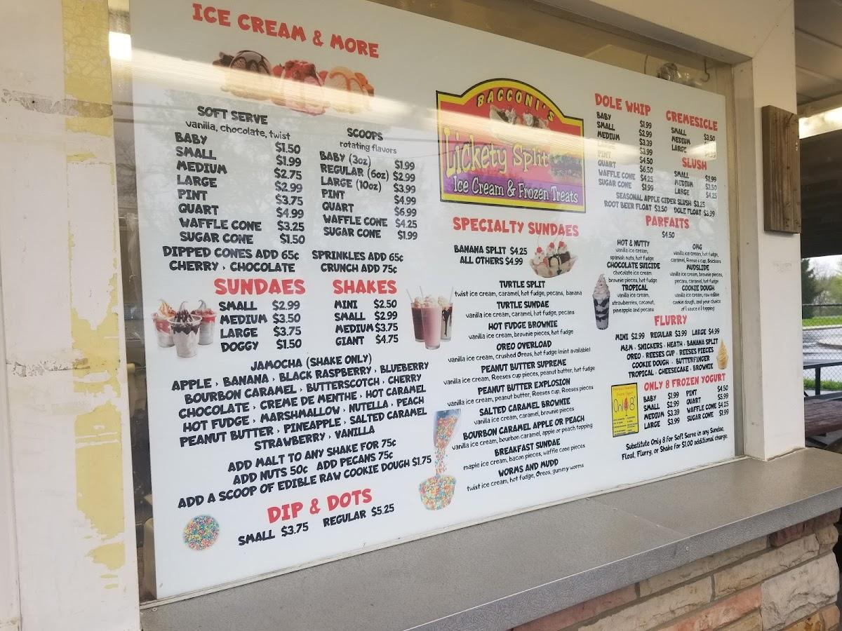 Menu at Bacconi's Lickety Split, Cortland, 4194 Greenville Rd NE