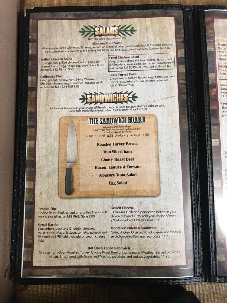 Menu at Crestline Cafe, Crestline, Lake Dr