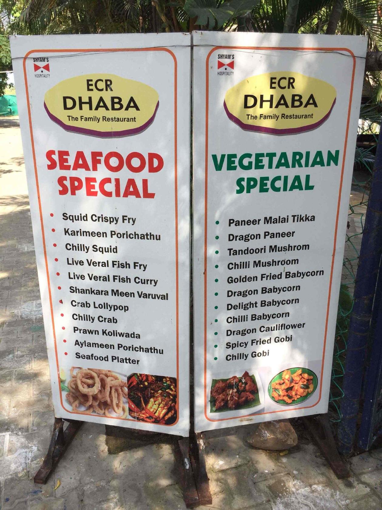 Menu at ECR Dhaba Restaurant, Chennai, Boat House