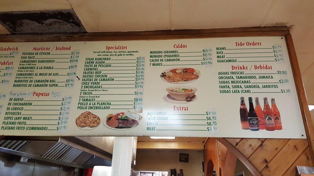 Menu at El Sitio Restaurant, San Pablo