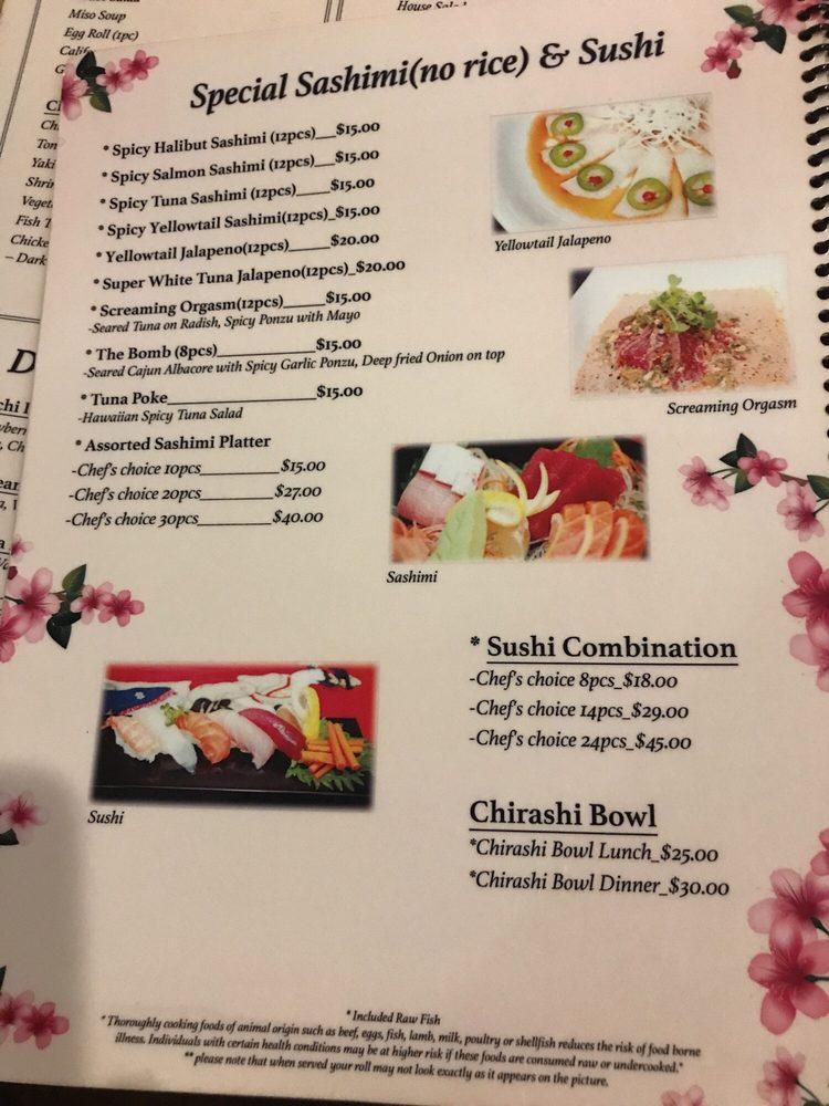 Menu at Sushi Fever restaurant, Las Vegas, W Sahara Ave