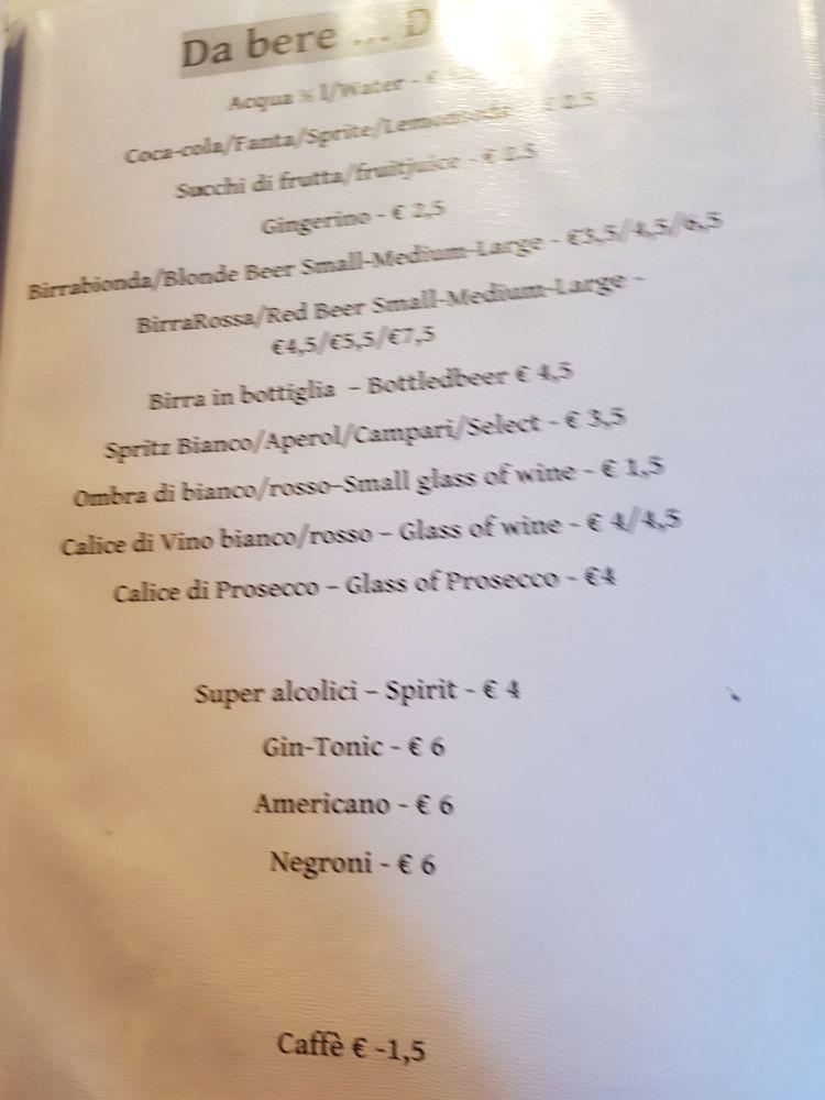 Menu at Bacaro Quebrado pub & bar, Venice