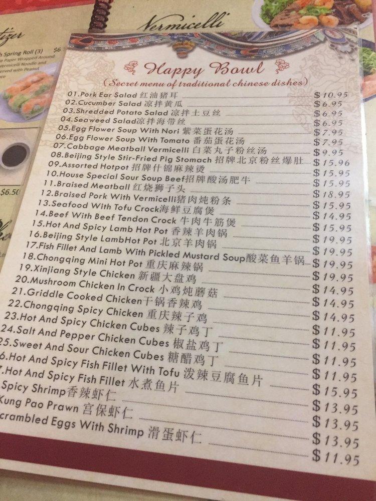 Menu at Happy Bowl Restaurant, Ashland, Siskiyou Blvd #2304