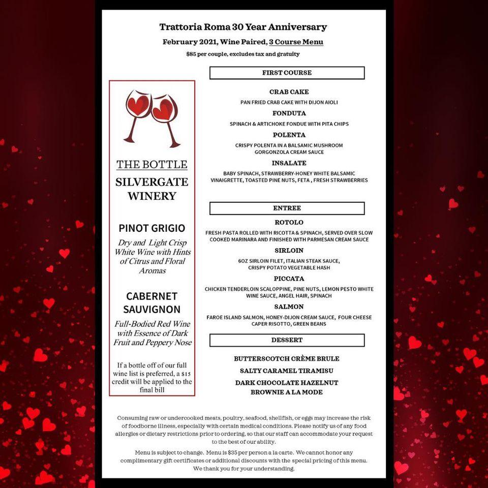 Menu at Trattoria Roma pub & bar, Columbus