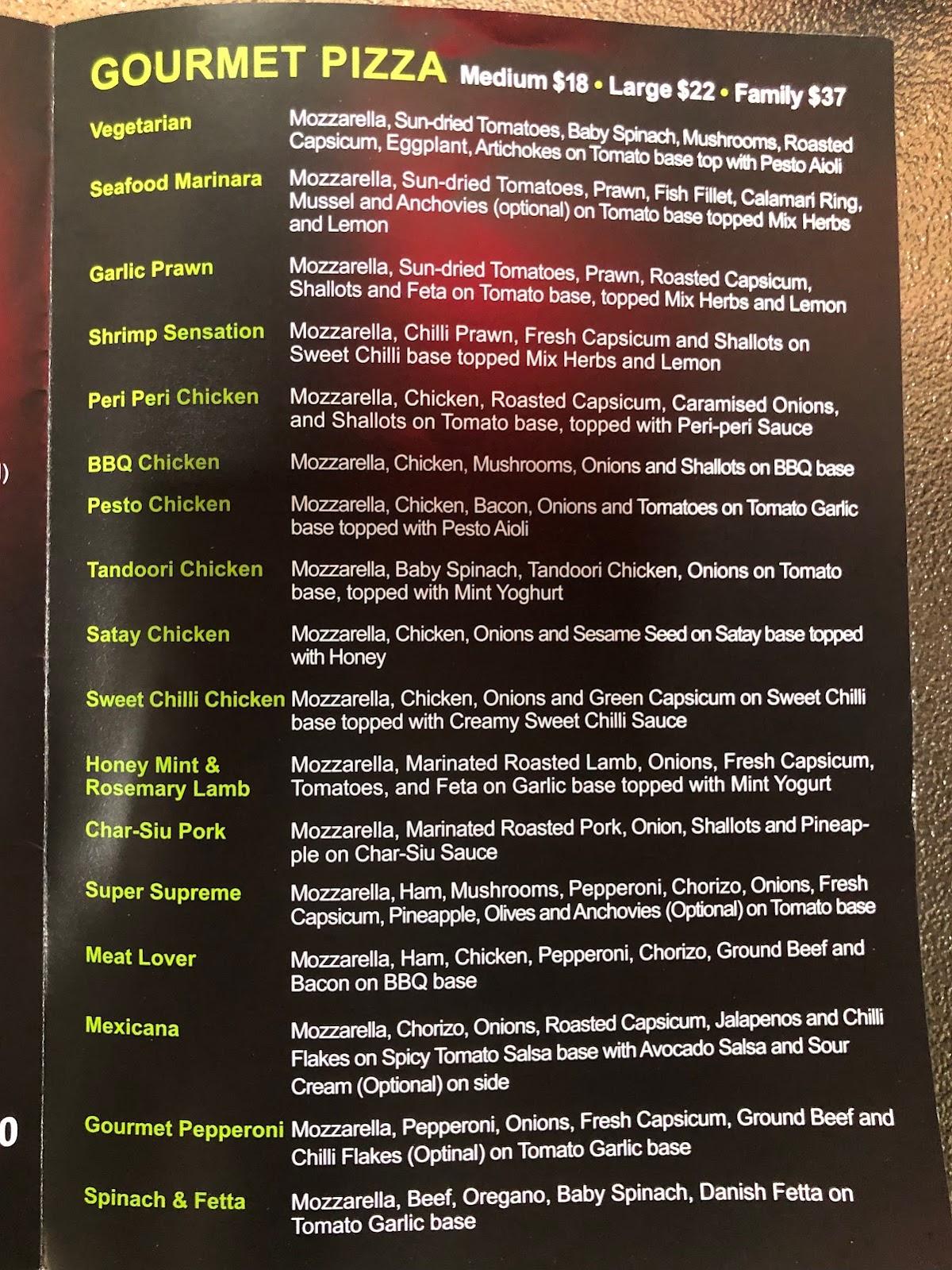 Menu at Aldas Pizza pizzeria, Toukley