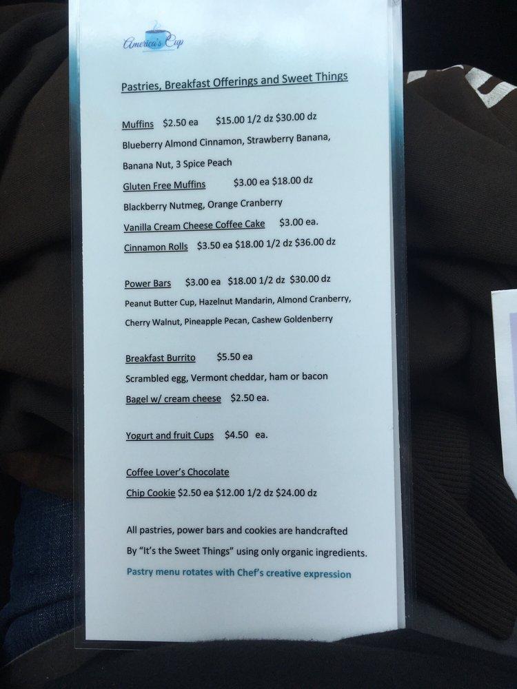 Menu at America's Cup Coffee Shop, Bellingham