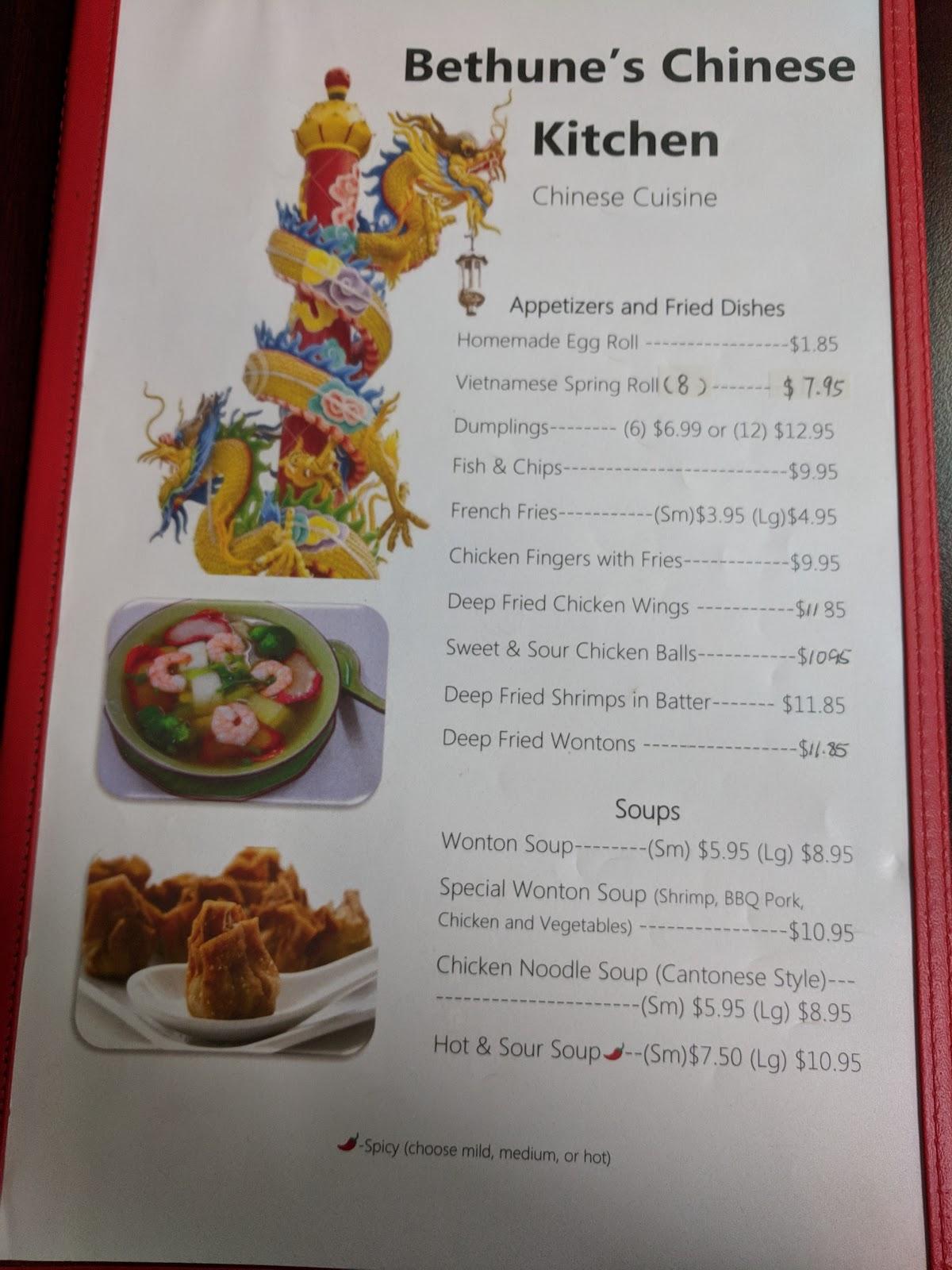 Carta del restaurante Bethune Chinese Kitchen, Bethune