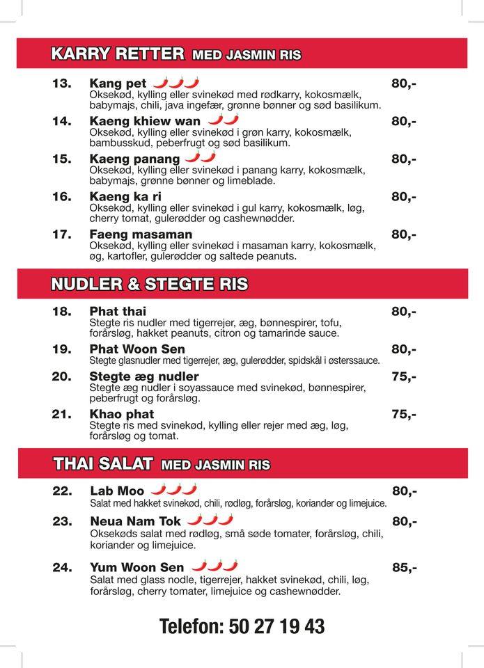 Menu at Bo-Lan restaurant, Skævinge