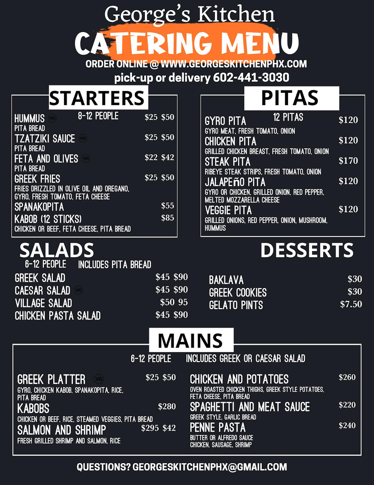Menu at George's Kitchen restaurant, Phoenix, N 16th St Ste 1