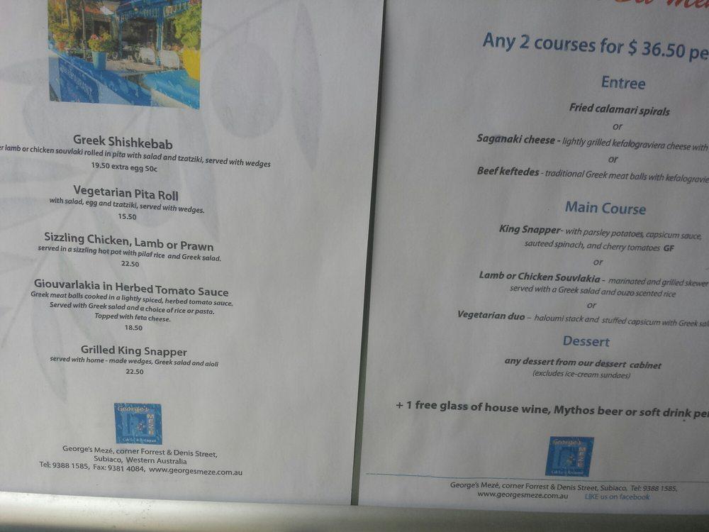 Menu at Yiamas Perth restaurant, Subiaco