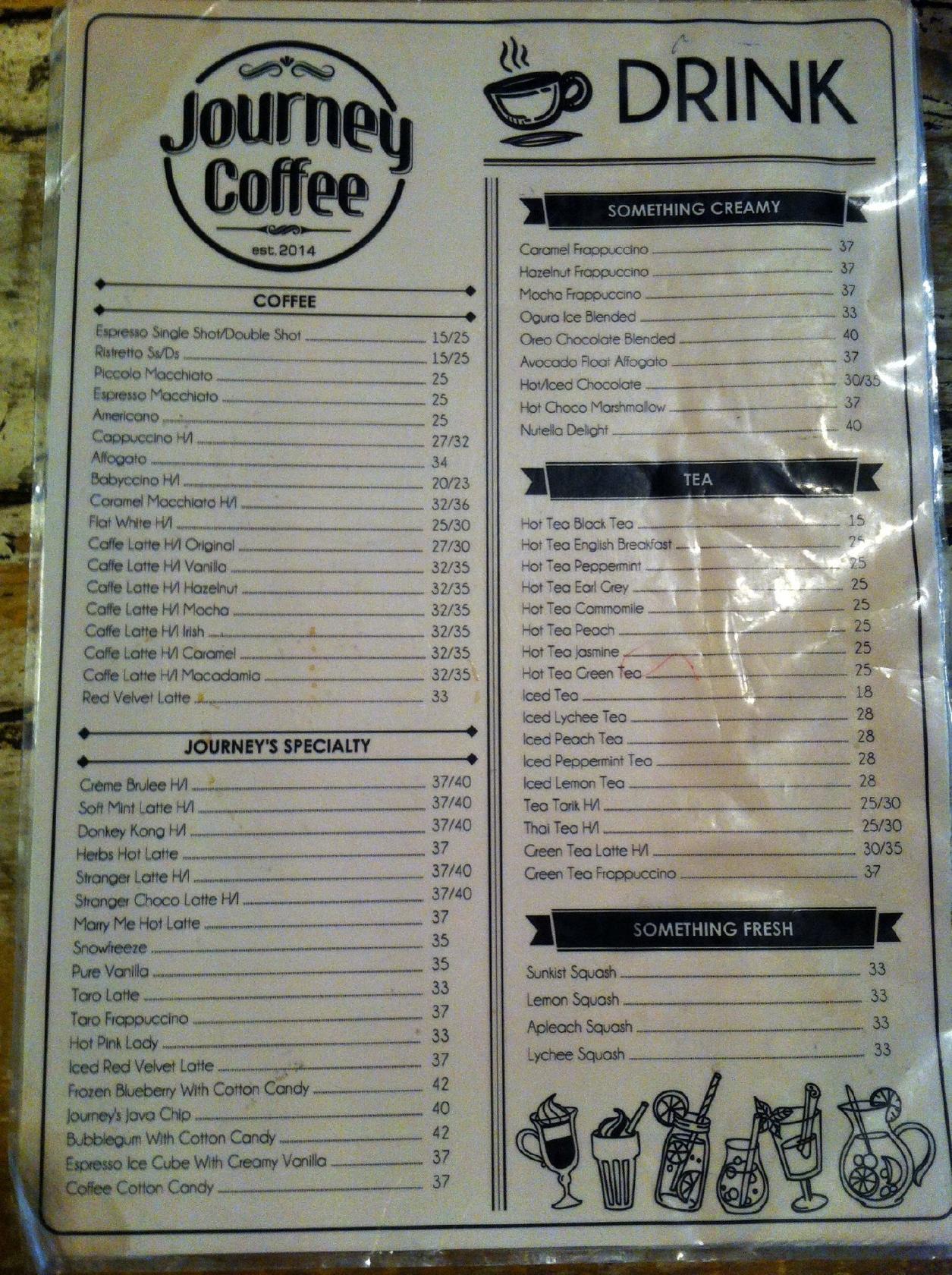Menu at Journey Coffee cafe, Jakarta, Jl. KH Abdullah Syafei No.78 11
