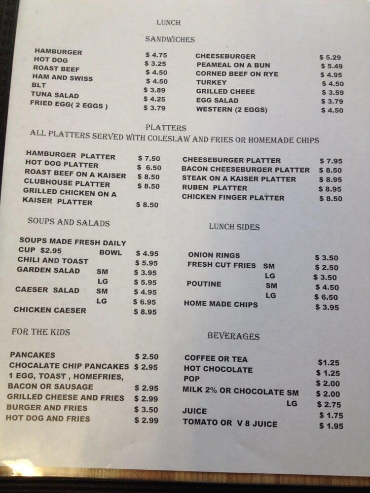 Menu at Maria's Downtown restaurant, Fort Erie
