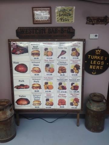 Menu at Western BBQ, Apache Junction