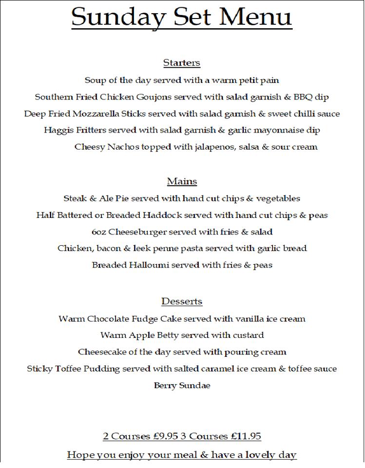 Menu at Commercial Inn pub & bar, Fauldhouse