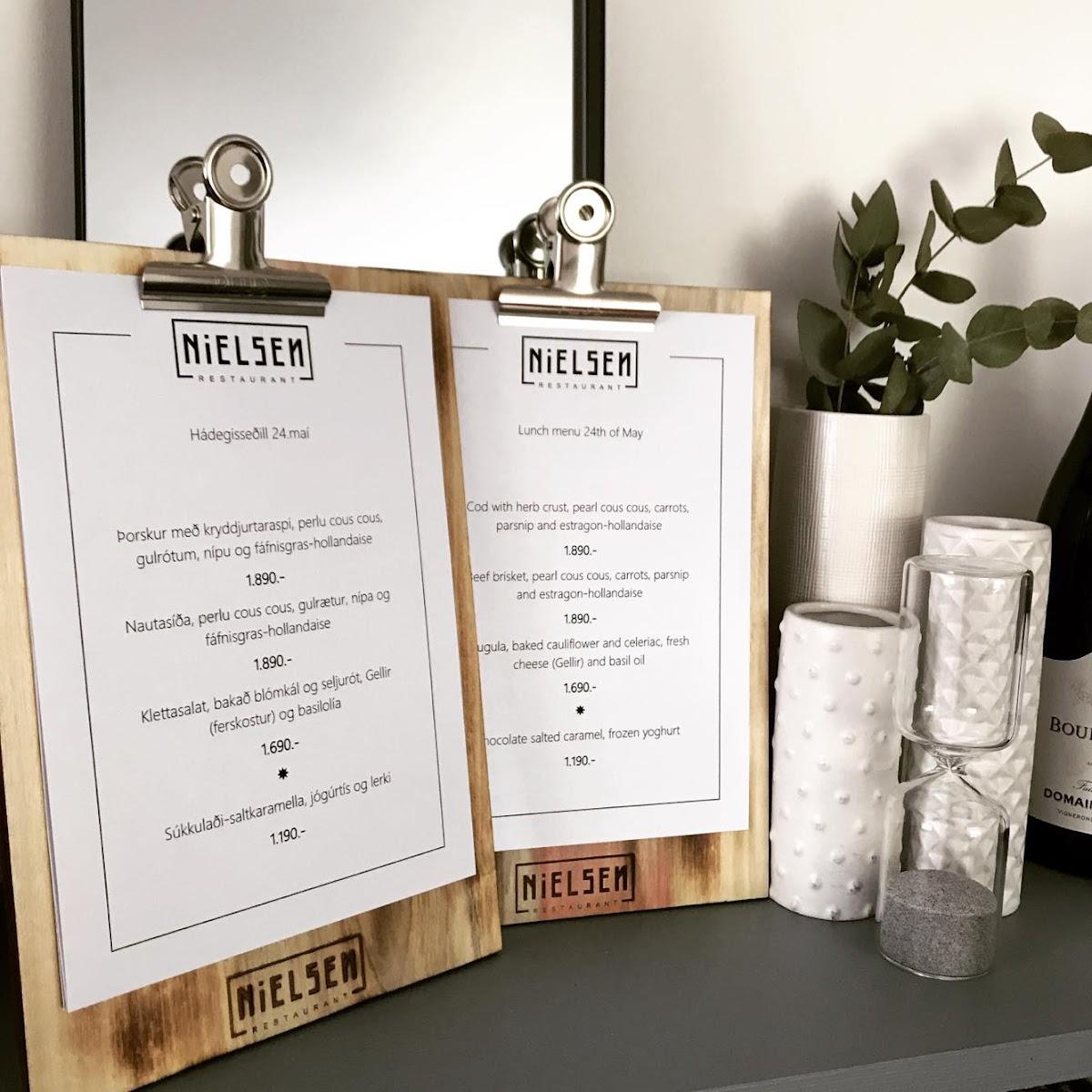 Menu at Nielsen restaurant, Egilsstaðir