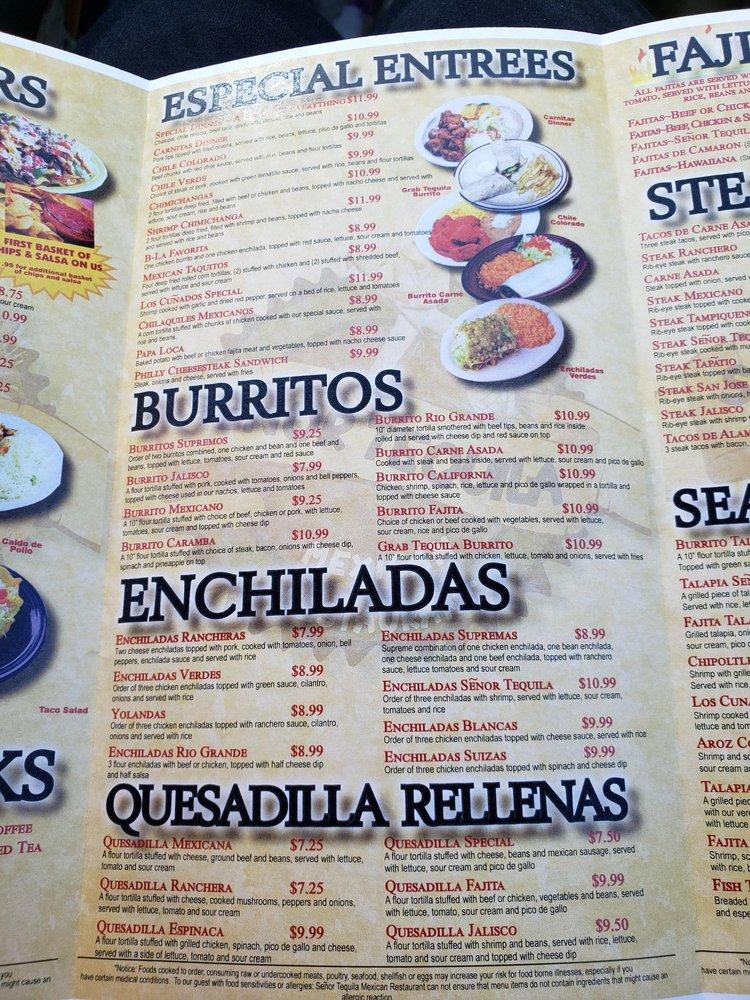 Menu at Senor Tequila Mexican Restaurant, Fremont