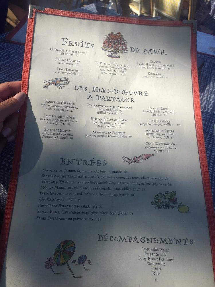 Menu at Sunset Beach Hotel restaurant, Shelter Island Heights, 35 Shore Rd