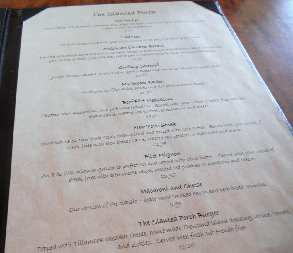 Menu at The Slanted Porch pub & bar, Fallon