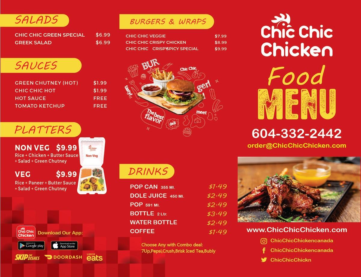 Menu at Chic Chic Chicken restaurant, Surrey