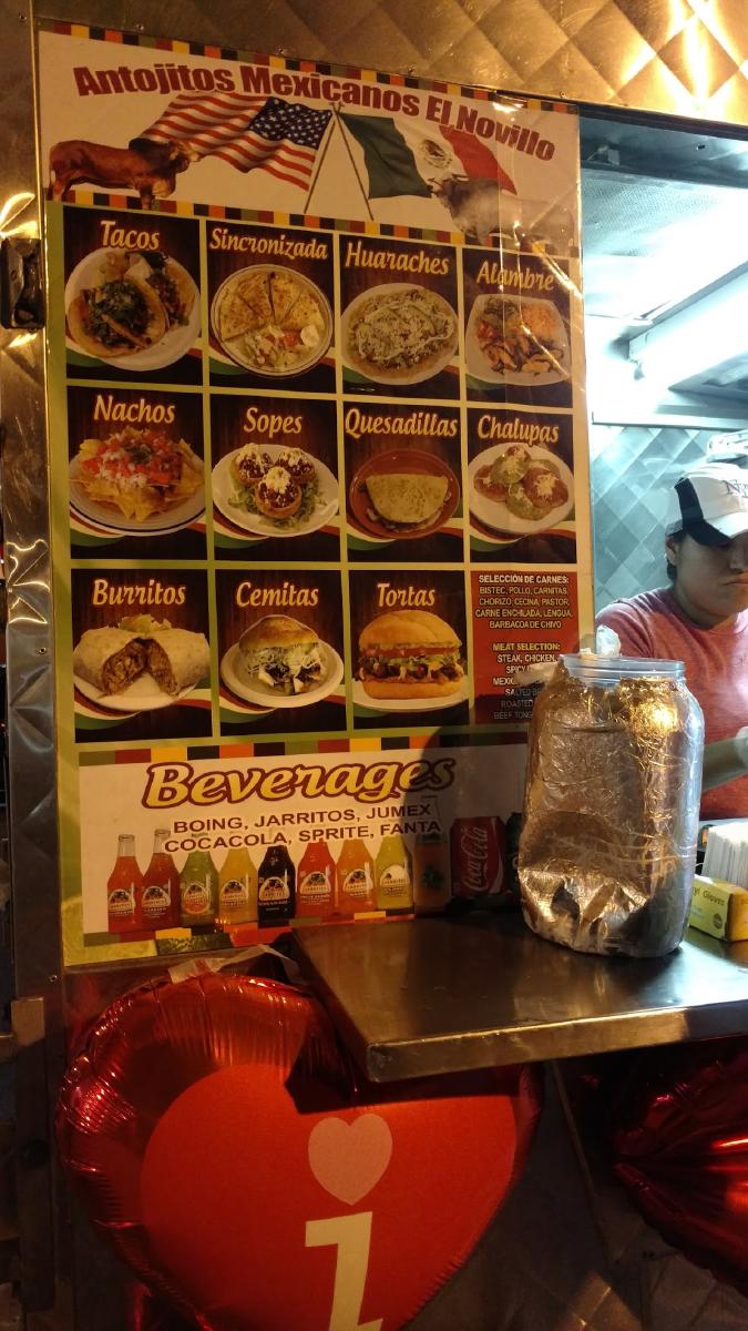 Menu at El Novillo restaurant, New York City