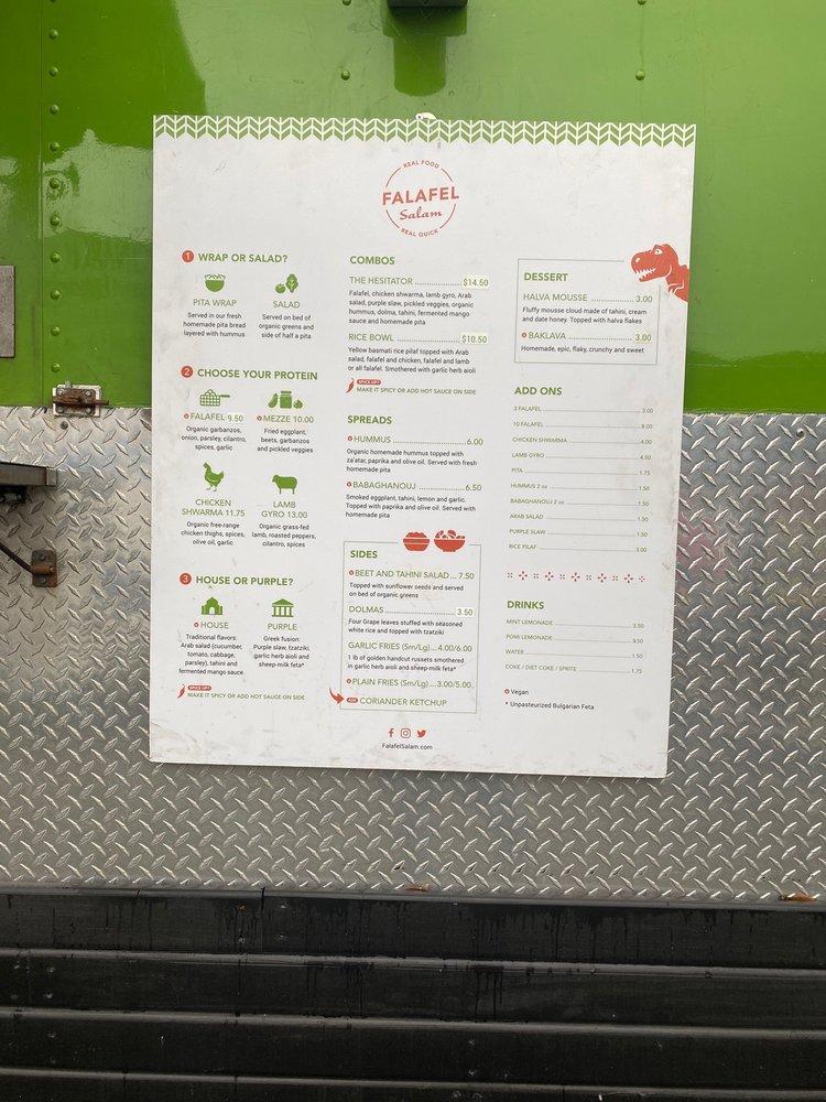 Menu at Falafel Salam Georgetown desserts, Seattle, Airport Way S