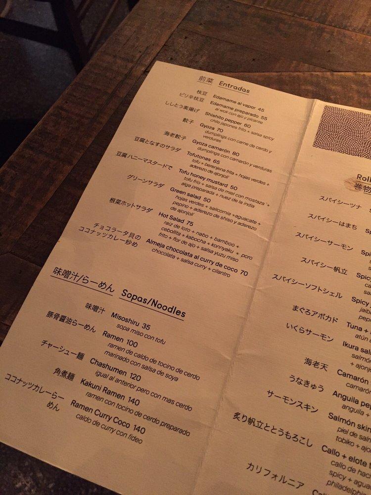 Menu at Koku restaurant, Ciudad López Mateos, C. Río Lerma 94C