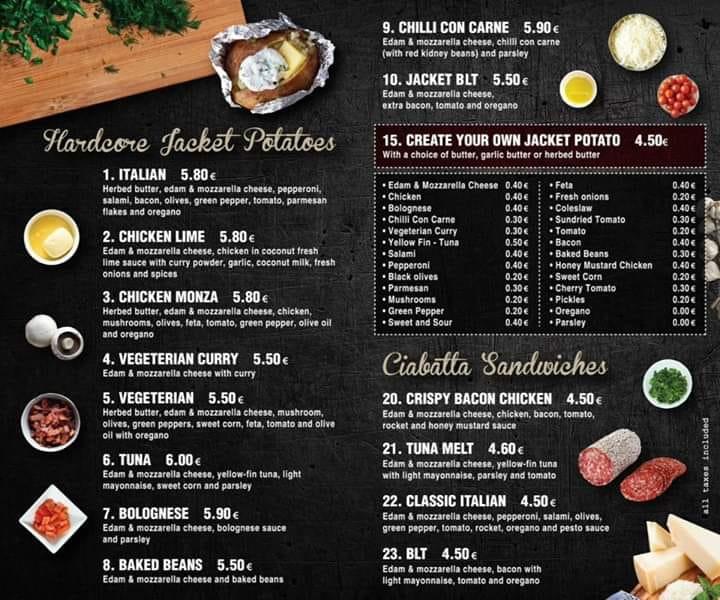 Speisekarte von Potato Bar, Nikosia