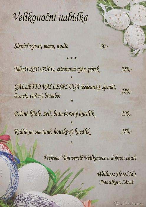 Menu at Restaurace Ida restaurant, Františkovy Lázně