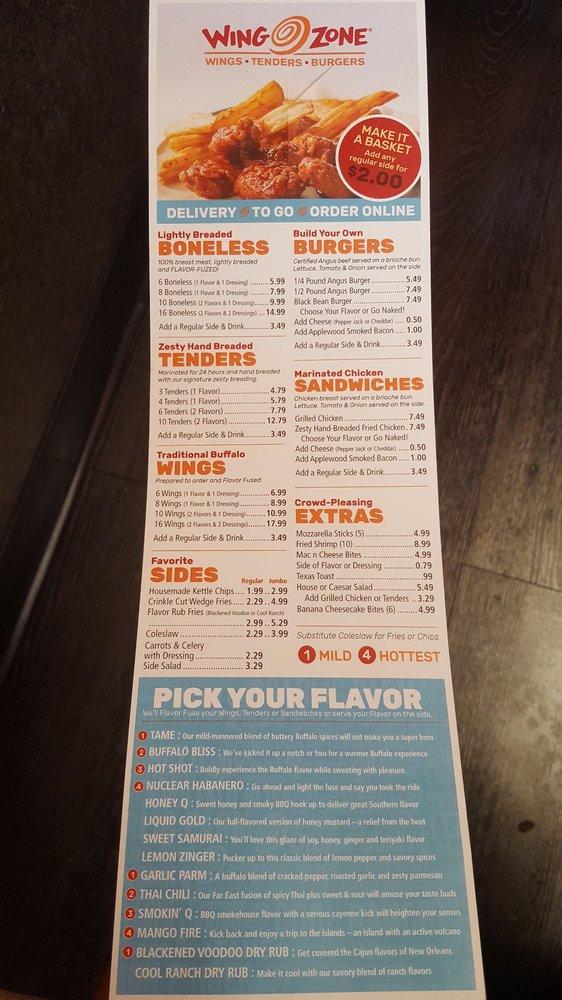 Menu at Wing Zone Gril & Tap fast food, Marrero, Barataria Blvd