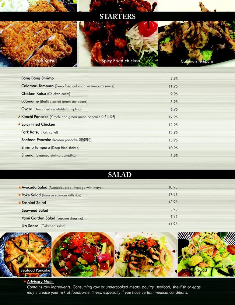 Menu at YAMI Korean & Japanese Restaurant, Boynton Beach