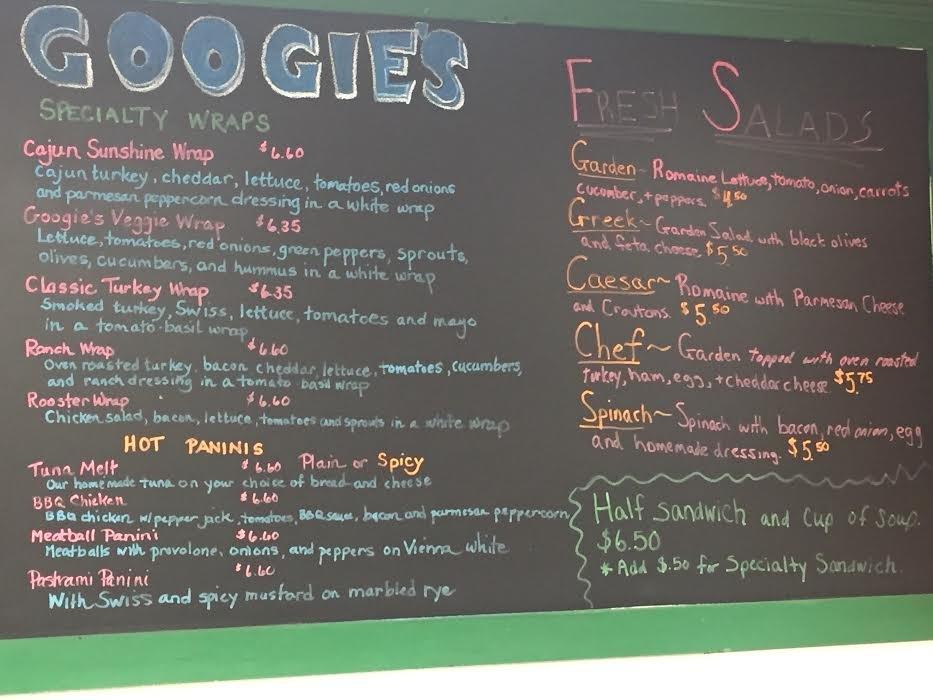 Menu at Googie's Sandwich Shoppe, Portsmouth