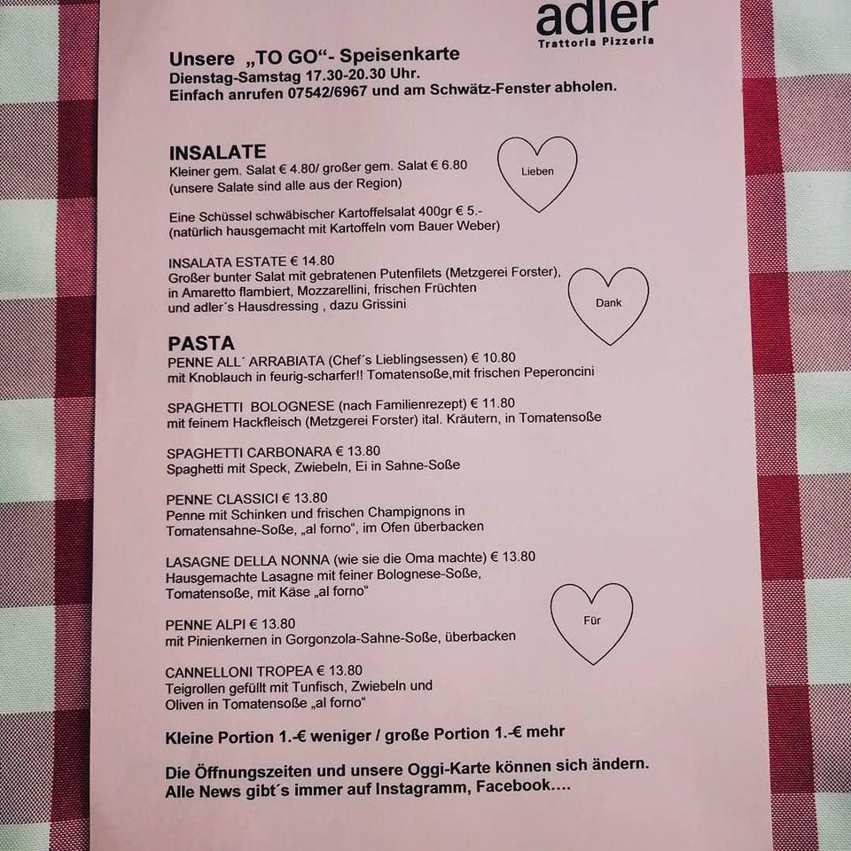 Menu at adler Trattoria Pizzeria Caterina, Tettnang