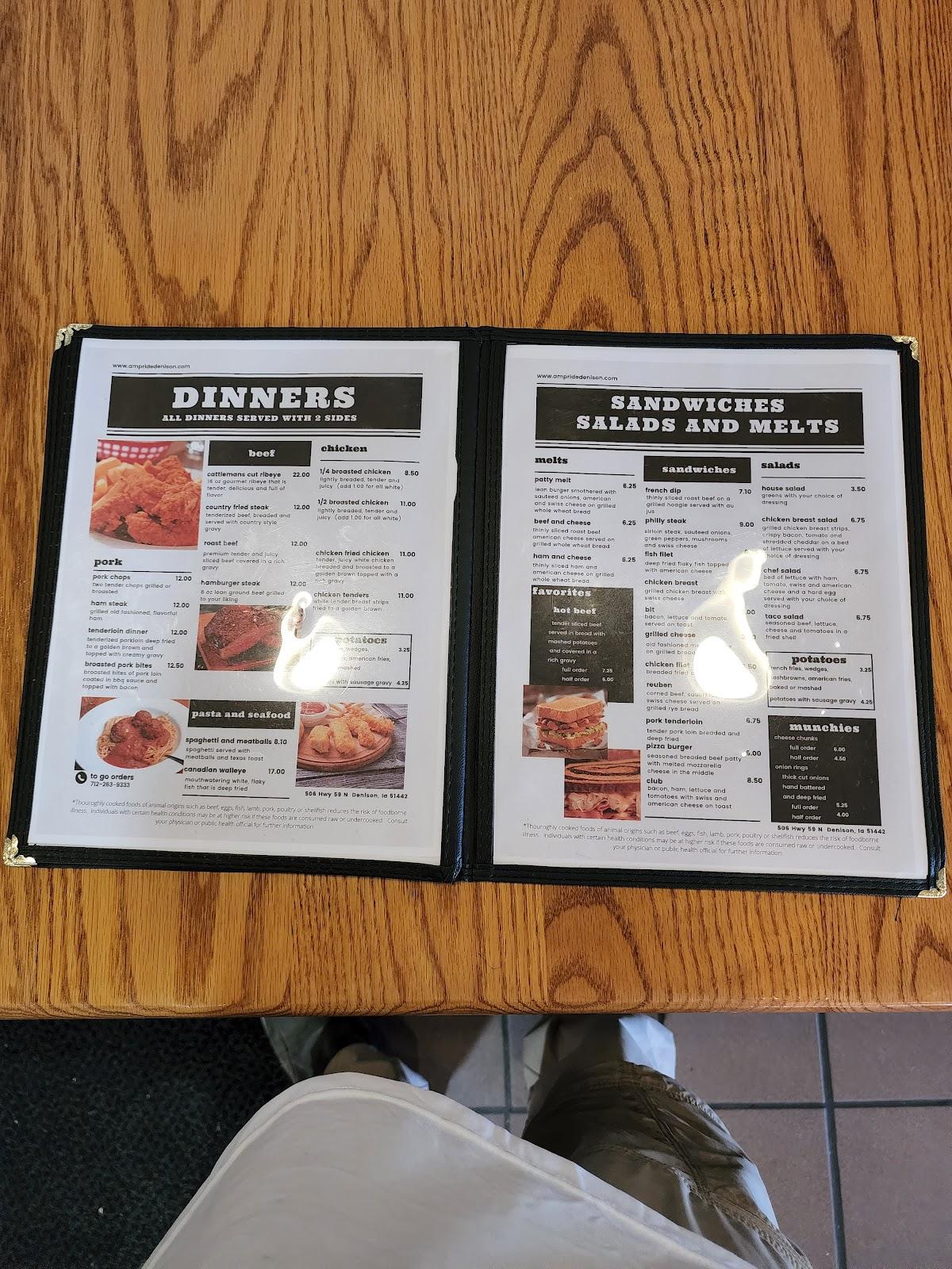 Menu at Ampride restaurant, Denison