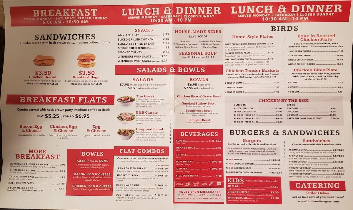 Carta del restaurante Birds and Burgers, Alabaster