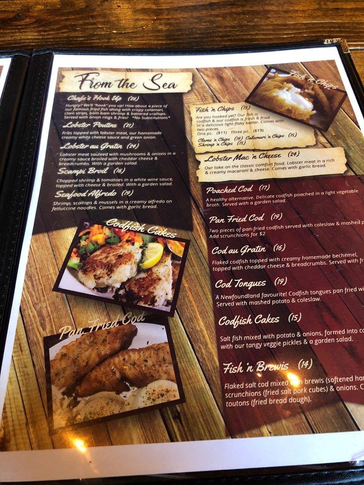 Menu at Chafe's Landing Restaurant, Petty Harbour-Maddox Cove