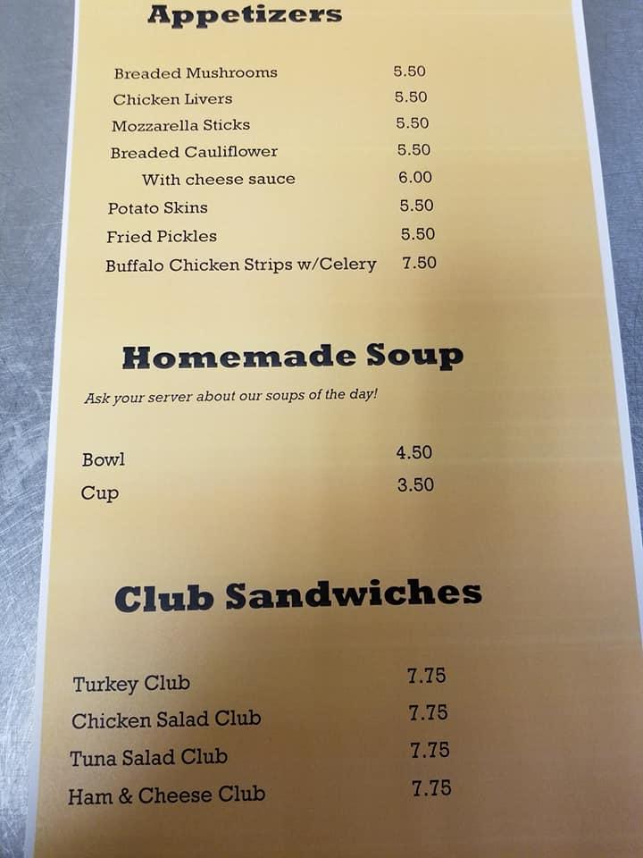 Menu at Dot's cafe, Vincennes