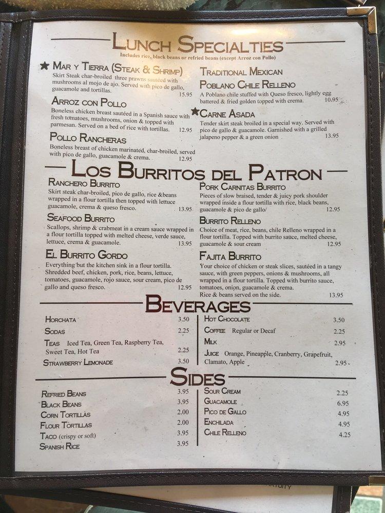 Menu at Mazatlan Mexican Restaurant Bend, Bend