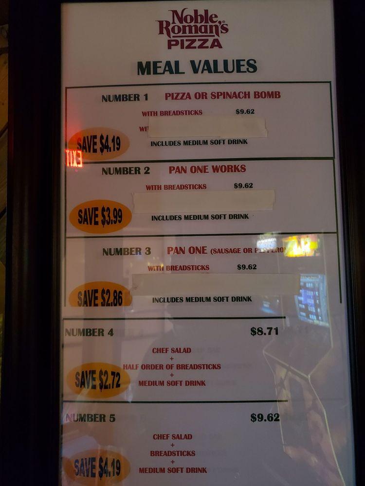 Menu at The Original Noble Roman's pub & bar, Indianapolis, W 10th St