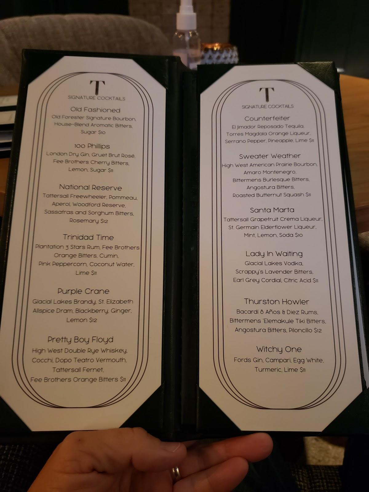 Menu at The Treasury at Hotel on Phillips pub & bar, Sioux Falls