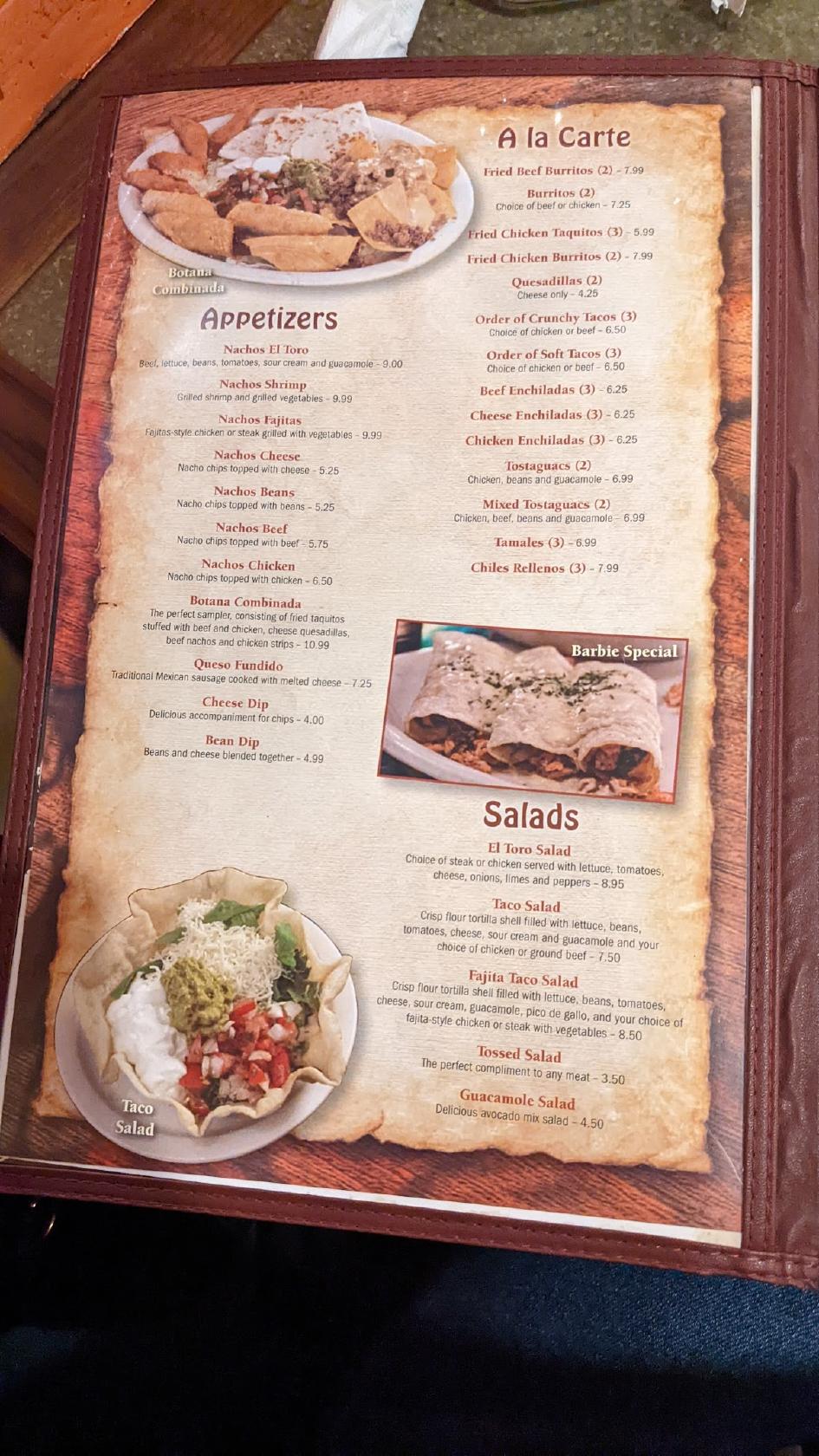 Menu at Toro Loco restaurant, Urbana