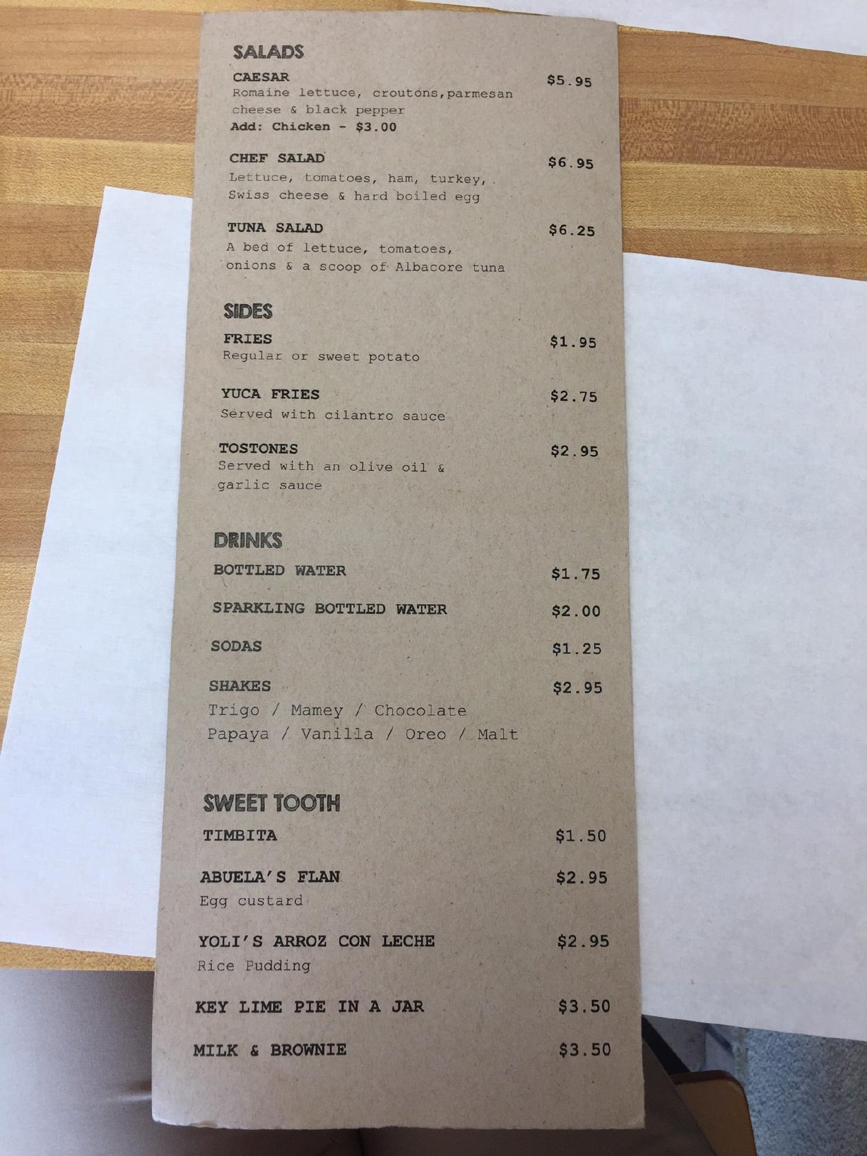 Menu at Trigo Cafe Tapas Wine, Hialeah, 839 W 49th St