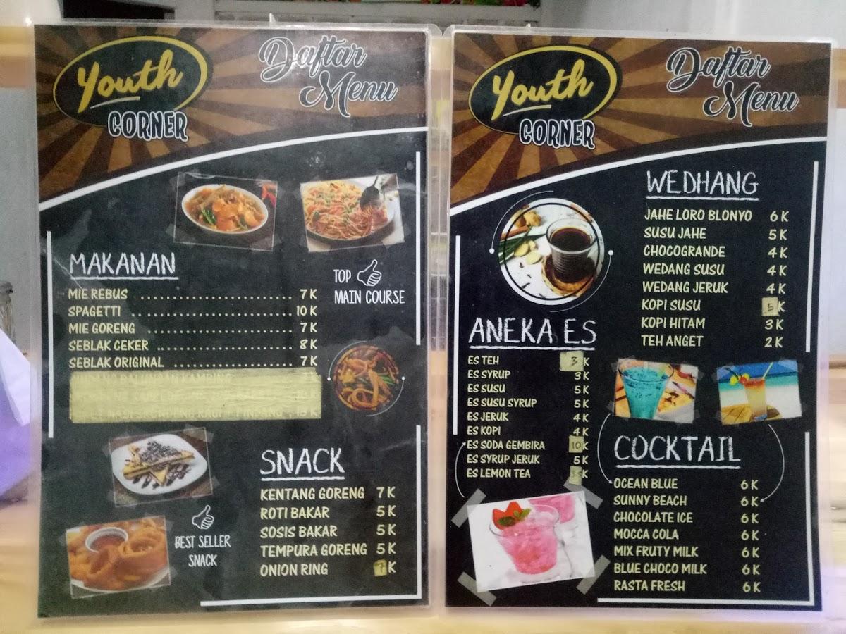 Menu at Youth Cafe Corner., Wonogiri