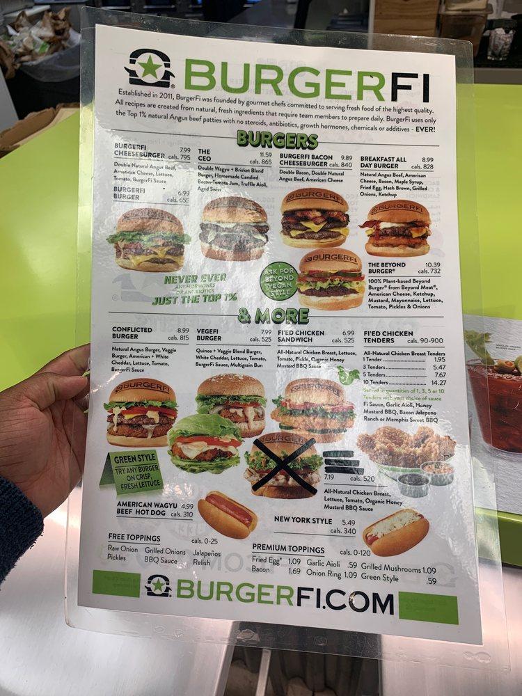 Menu at BurgerFi restaurant, Morrisville