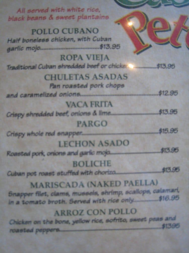 Menu at Cuban Pete's pub & bar, Montclair