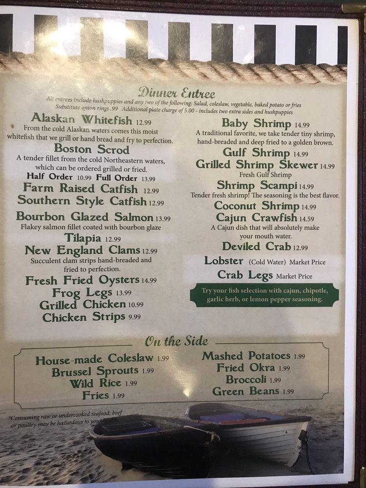 Menu at Jim's Seafood restaurant, Frankfort