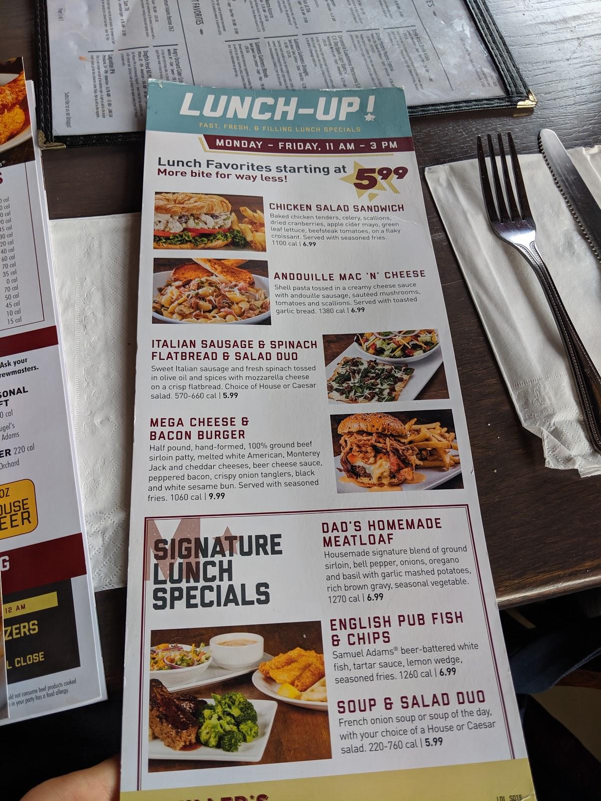 Menu at Miller's Ale House pub & bar, Lancaster