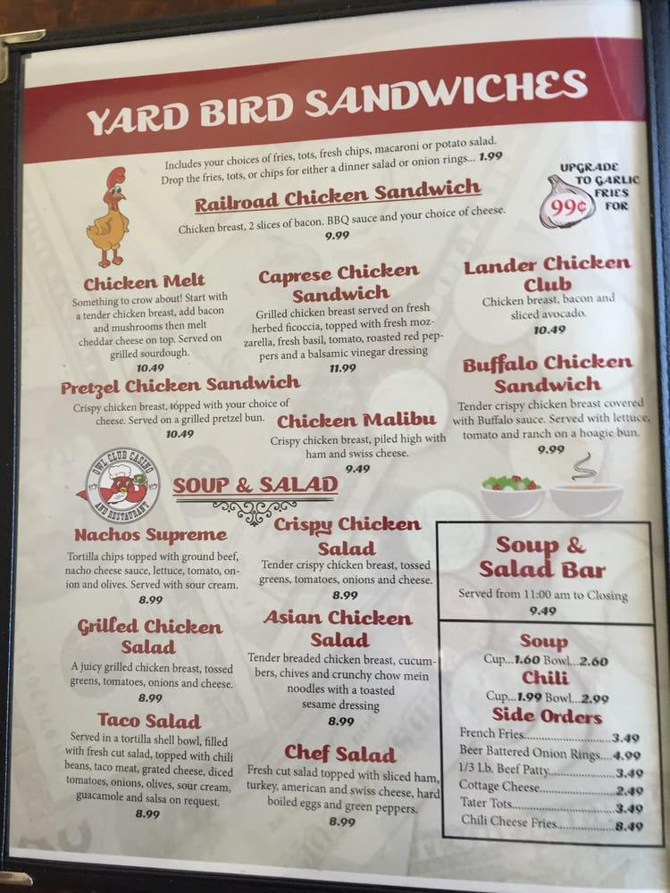 Menu at Owl Club Casino & Restaurant, Battle Mountain