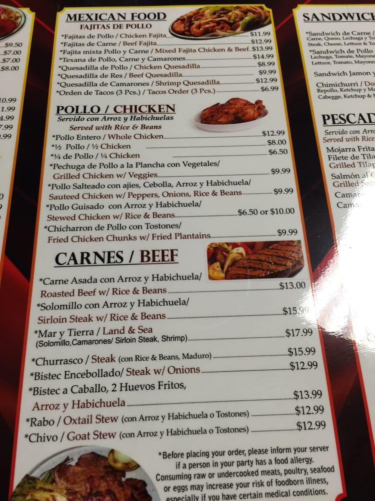 Menu at RANCHO TIPICO RESTAURANT & BAR, Richmond