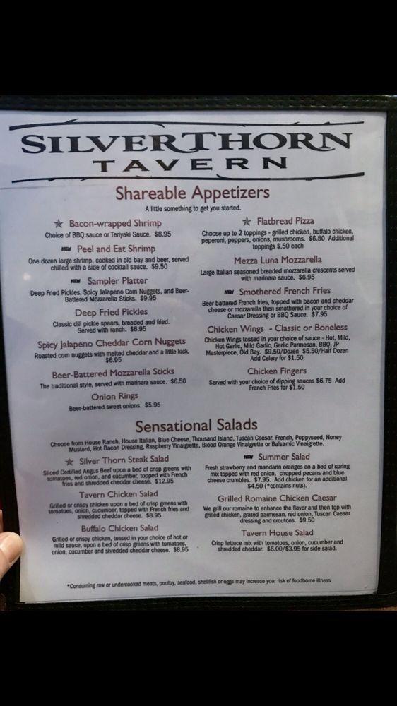 Menu at Silver Thorn Tavern pub & bar, Hughesville
