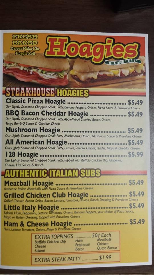 Menu at Maka Mia Pizza restaurant, Miamitown